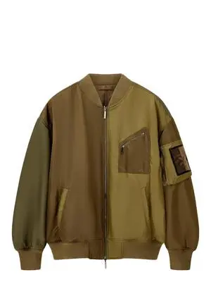 Emporio Armani Blouson Jacket With Ribbed Trims And Zippered Sleeve Pocket - Patterned