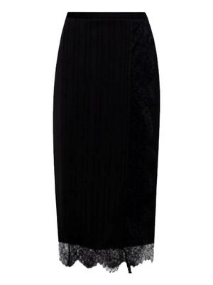 TWINSET Lace-detail Ribbed Knit Midi Skirt - Black
