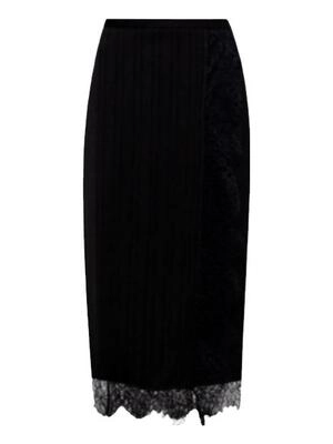 TWINSET Lace-trim Pleated Midi Skirt - Black