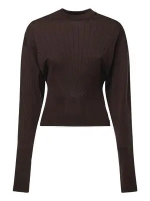 Sportmax Slim Fit Knitted Top With Ribbed Design - Black