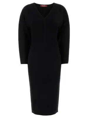 Max Mara Emiro V-neck Midi Dress - Black