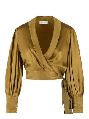 Zimmermann Wrap Tie Crop Top - Olive