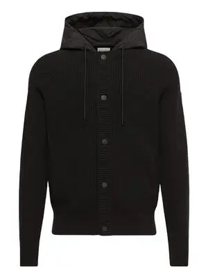 Moncler Hooded Cardigan With Snap-button Closure - Black