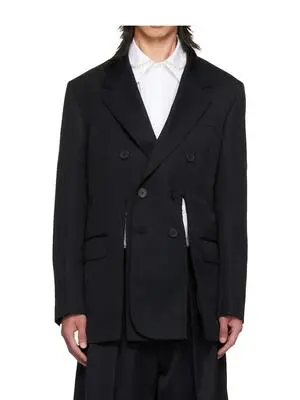 Simone Rocha Double-breasted Suit Jacket With Vents At The Hem - Black