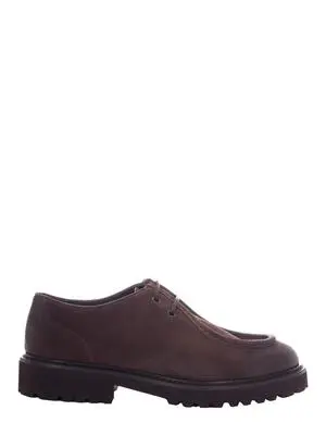 DOUCAL'S Round-toe Lace-up Loafers - Black