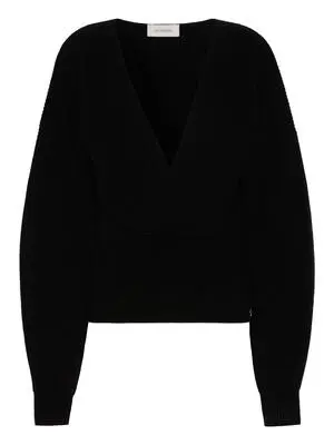 Sportmax Long-sleeved Wrap Sweater - Black