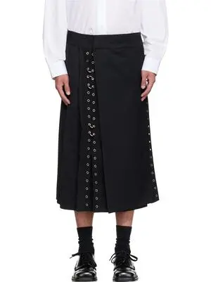 Simone Rocha Eyelet-embellished Pleated Midi Kilt - Black