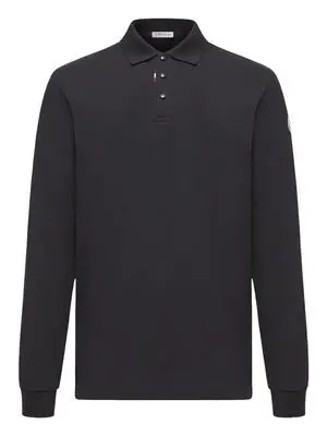 Moncler Logo Cotton Piquet Polo Shirt Dark Blue