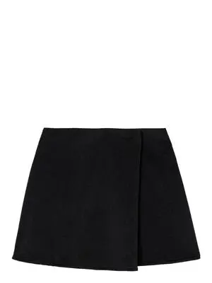 Le Kasha Cashmere Wrap Mini Skirt - Black