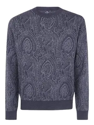 Etro Paisley Printed Crewneck Knitted Jumper - Grey