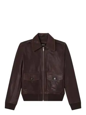A.p.c. Long-sleeved Leather Jacket - Brown