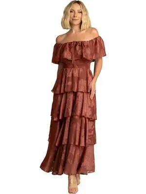 XH TEXTILES XH TEXTILES Carina Off-Shoulder Maxi Dress Marsala