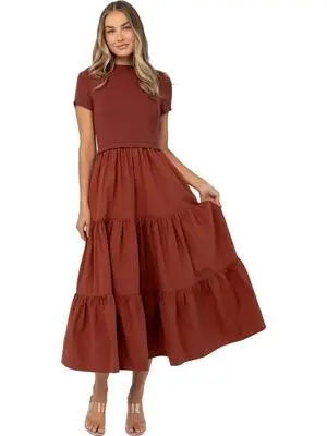 GILLI Devotion Tiered Dress - Rust