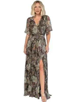 XH TEXTILES XH Textiles Navy And Gold Shimmer Maxi Dress Green Multi