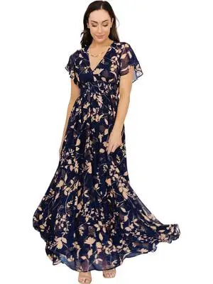 XH TEXTILES Lynlee Metallic Maxi Dress - Navy
