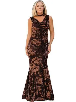 XH TEXTILES Juilliard Velvet Maxi Dress - Brown