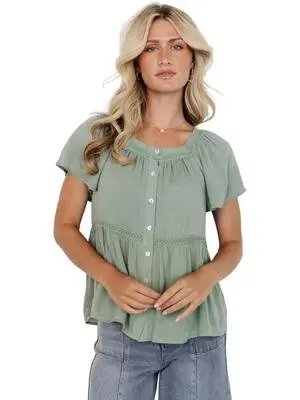 POLAGRAM Unity Button-up Top - Sage