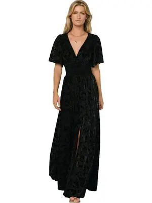 XH TEXTILES Veronica Velvet Maxi Dress Black