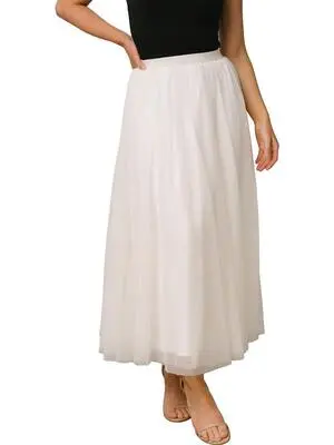 LISTICLE Mila Layered Tulle Midi Skirt Cream