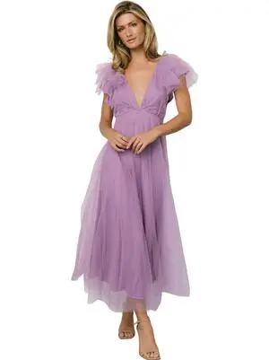 MABLE Annabella Tulle Midi Dress - Lavender