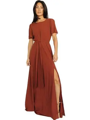 XH TEXTILES Naomi Short Sleeve Maxi Dress - Cinnamon
