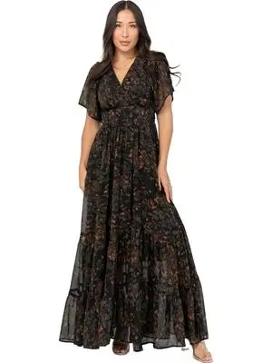 XH TEXTILES Katherine Maxi Dress - Black Multi Print