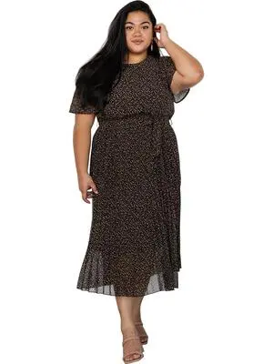 POLAGRAM Prim Pleated Dress - Black Print