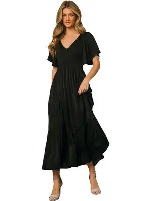 IN LOOM Lovell Smocked Midi Dress - Black