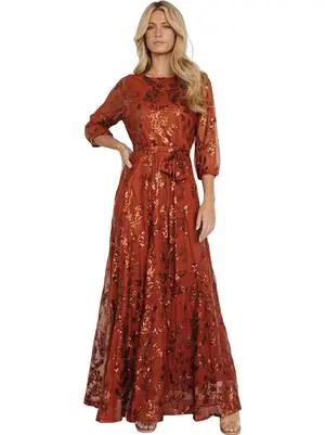 XH TEXTILES Destiny Sequin Maxi Dress - Cinnamon