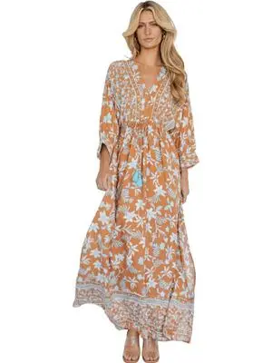 AAKAA Laken Maxi Dress - Camel Multi