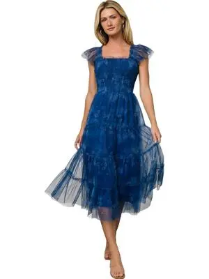 XH TEXTILES Clementine Tulle Midi Dress - Cobalt