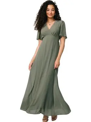 XH TEXTILES Esti Maxi Chiffon Dress - Dark Sage