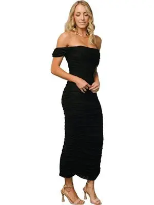 MABLE Alessandra Mesh Midi Dress - Black