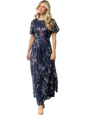 XH TEXTILES Muse Sequin Maxi Dress - Dark Blue Multi