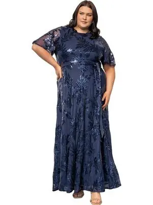 XH TEXTILES Muse Sequin Maxi Dress - Navy