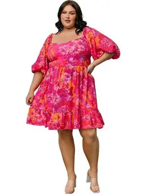 SUGAR LIPS Levy Sweetheart Mini Dress - Fuchsia Multi