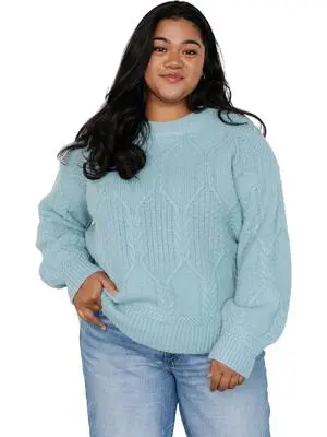 HEM & THREAD Sheffield Cable Knit Sweater - Light Blue