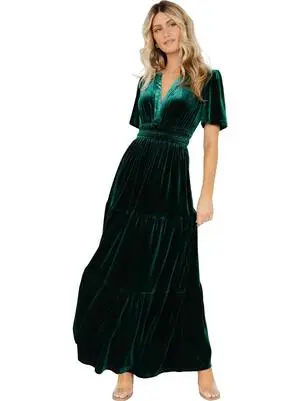 RICA RICA Artemis Velvet Maxi Dress Emerald