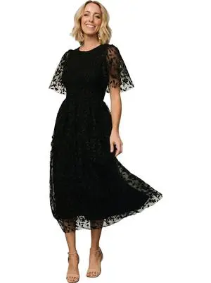 XH TEXTILES Kendra Embroidered Dress Black