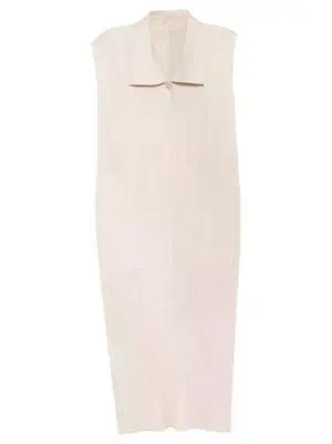 Issey Miyake Pleated Midi Dress - Neutrals