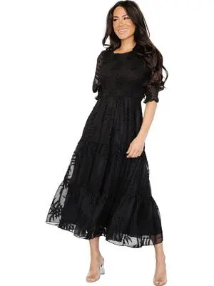 XH TEXTILES Nellie Smocked Midi Dress - Black