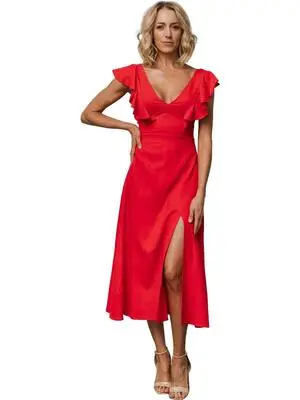 DRESS FORUM Elena Midi Dress - Red