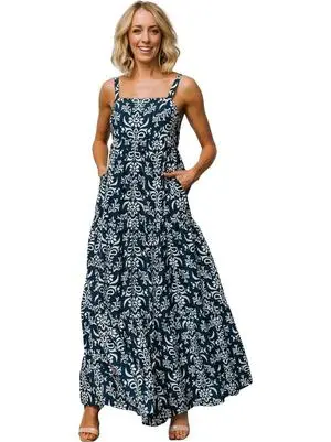 SKIES ARE BLUE Oceanside Maxi Dress - Navy Print