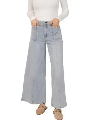 IN FEBRUARY In February Emmi Mid Rise Wide Leg Jeans Light Wash