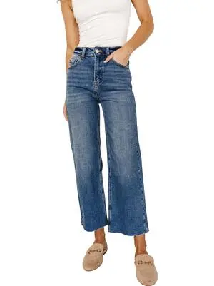 TEA N ROSE Kirby High Rise Wide Leg Jeans - Medium Wash