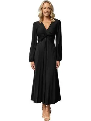 KANER Lynda Pleated Midi Dress - Black