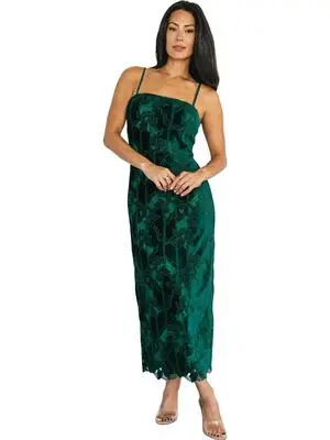 FLYING TOMATO Nadia Lace Midi Dress - Emerald