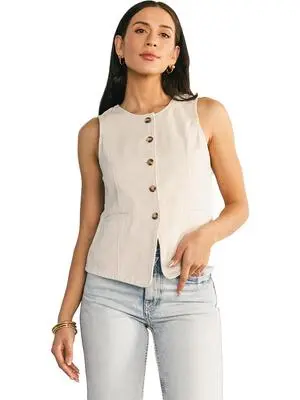 TEKSPARK Luz Denim Vest - Ecru