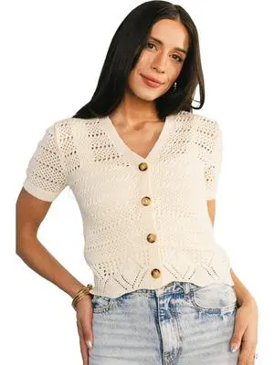 BUSE Candela Crochet Button-front Cardigan - Ecru