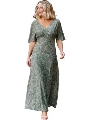 XH TEXTILES Sevilla Mesh Maxi Dress - Dark Sage
